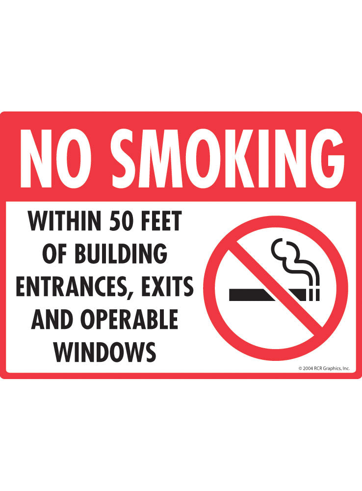 No Smoking Within 50 Feet Of Building Entrances Sign (12" x 9") | Signs ...