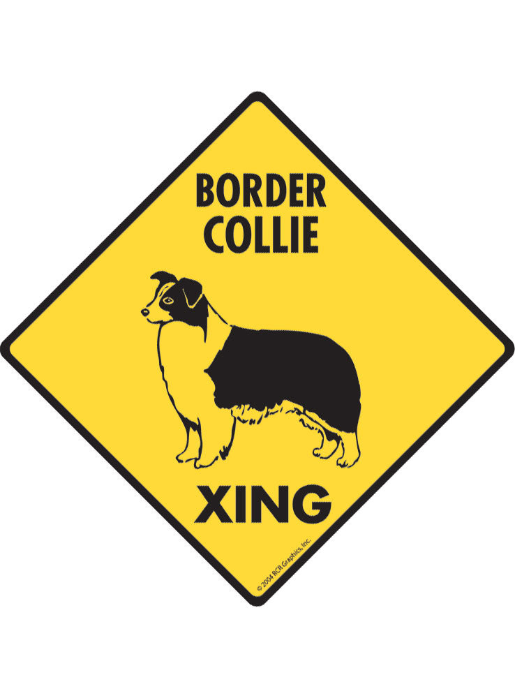Border Collie Xing (Crossing) Dog Signs or Sticker | Signs With An Attitude