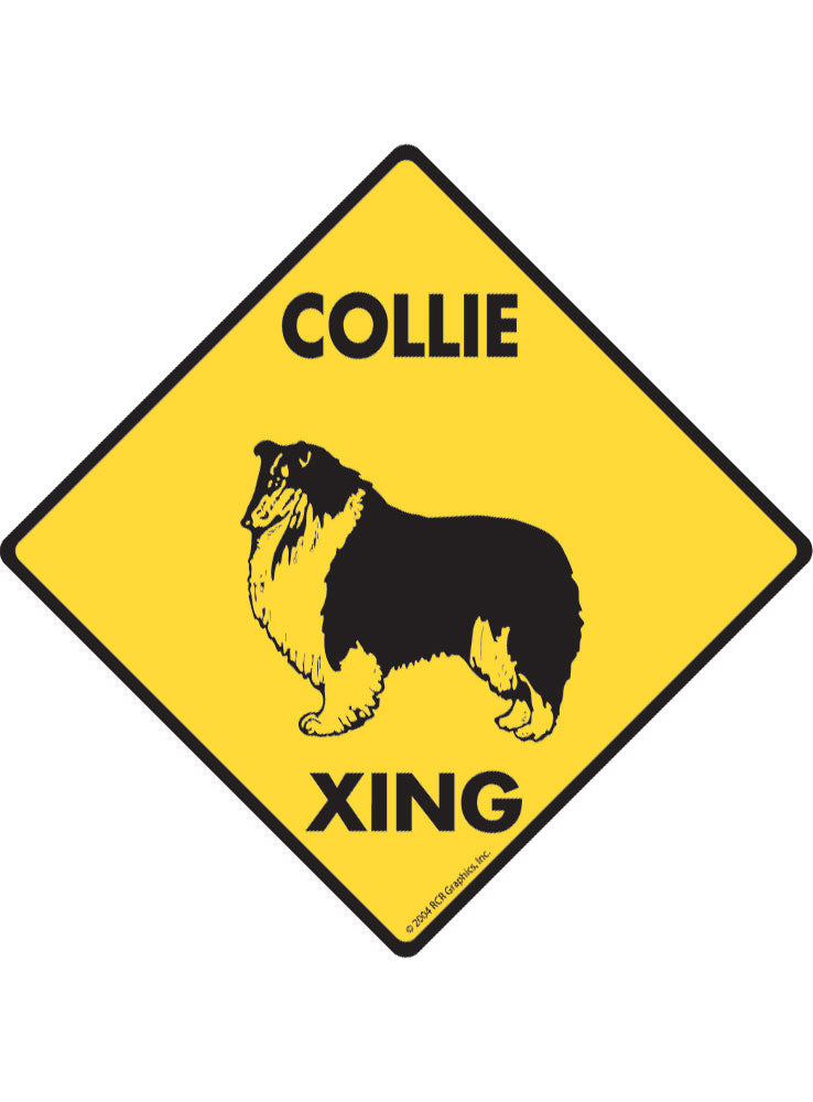 Collie Xing (Crossing) Dog Signs or Sticker | Signs With An Attitude