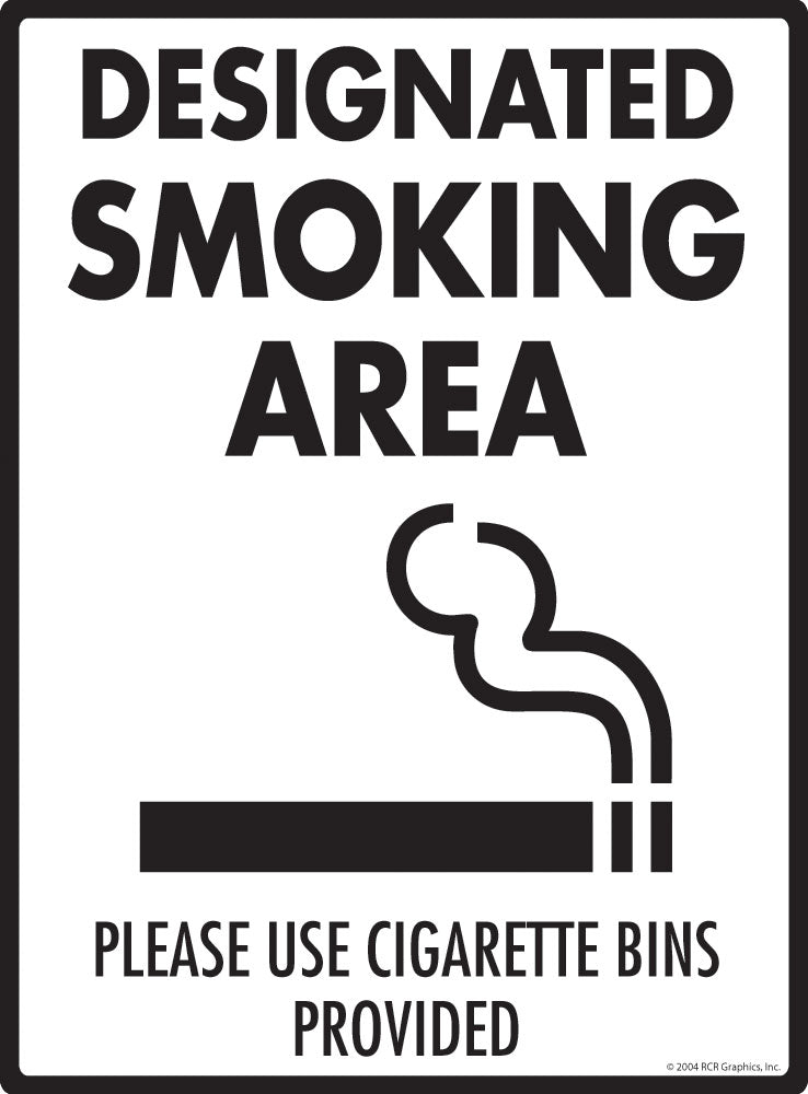 Designated Smoking Area - Please Use Bins Sign (9" x 12") | Signs With ...