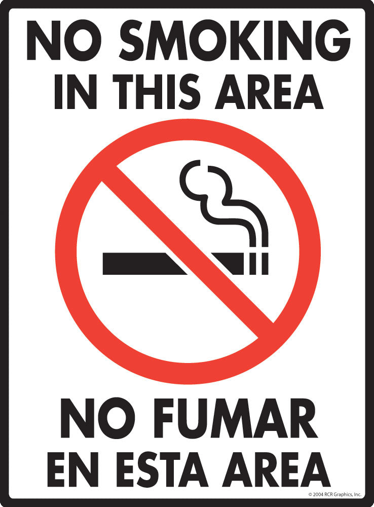 No Smoking in This Area - No Fumar Sign (9" x 12") | Signs With An Attitude
